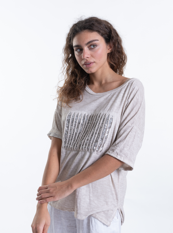 Linen Sparkle Tee – Natural